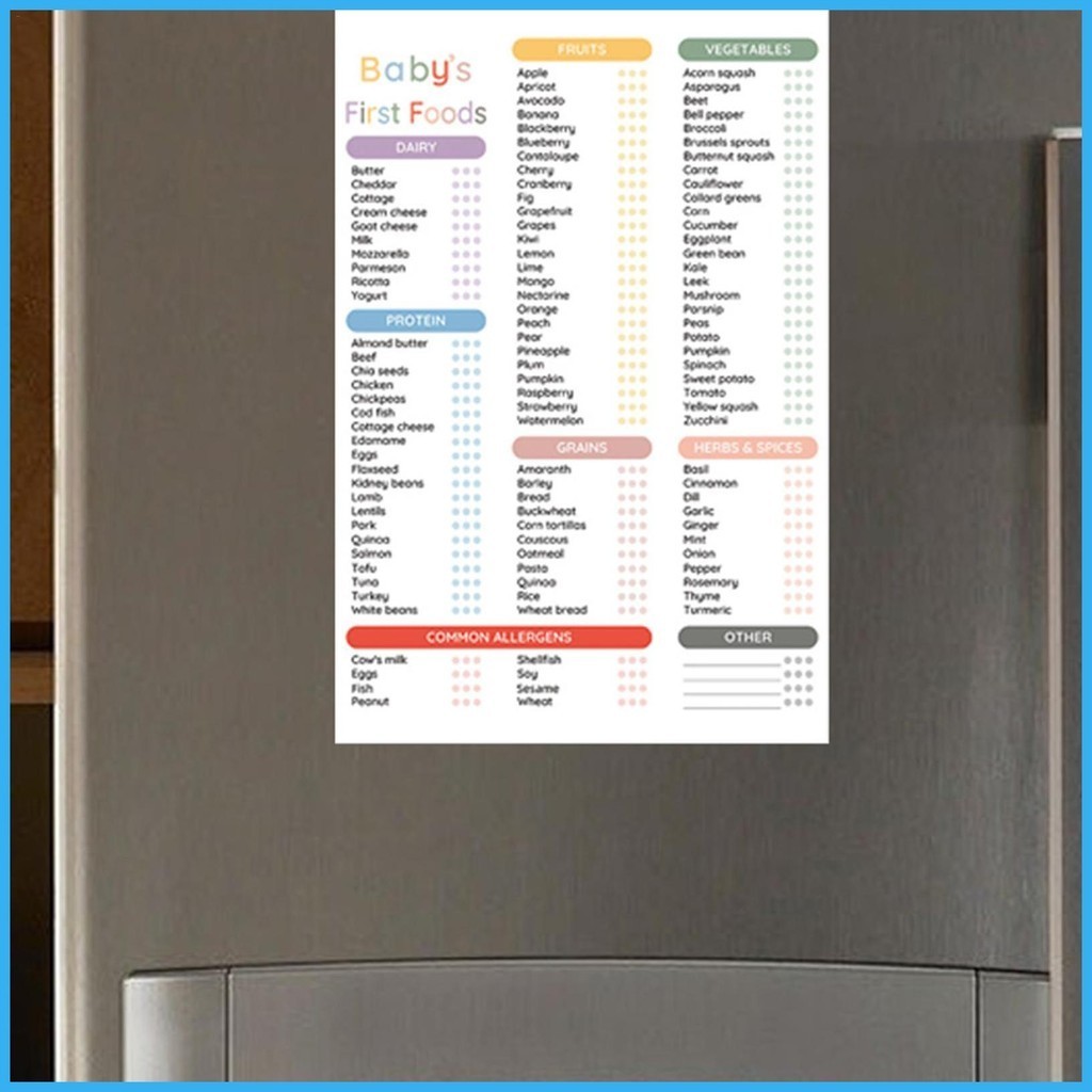Baby Food Chart Magnetic Healthy Baby Feeding Tracker Weaning Chart ...