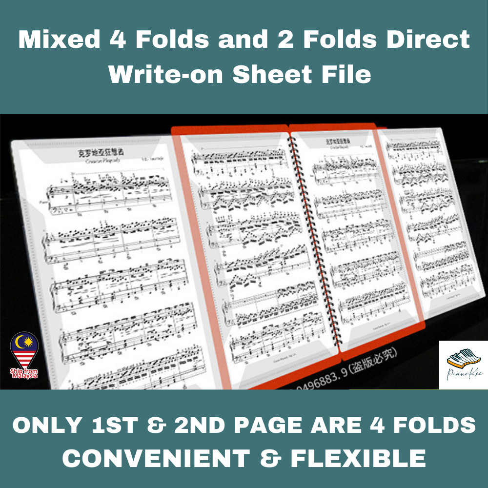 40 Sheets 4 Folds & 2 Folds Spread Easy Direct Edit Music Sheet Folder ...
