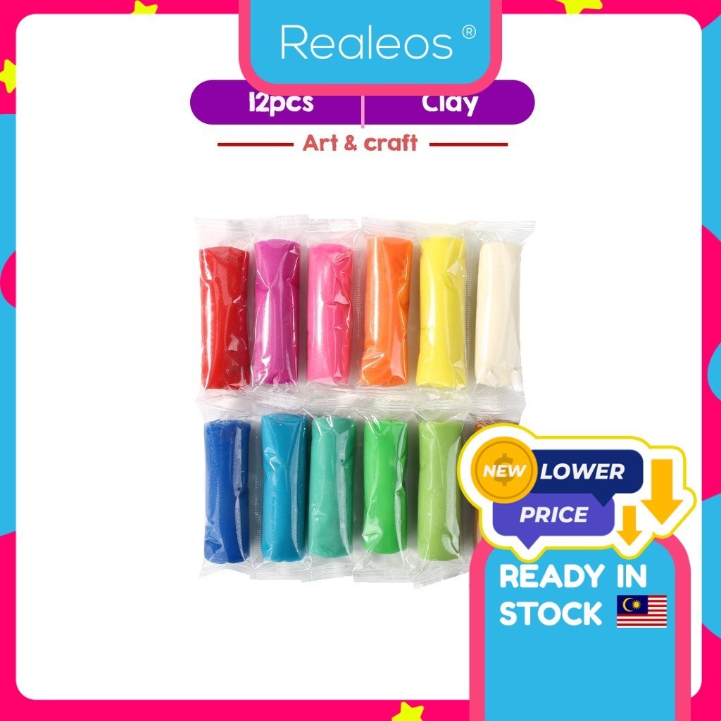 Realeos 12pcs 20g Refill Pack 6g Air Dry Super Light Clay Kids Ice ...