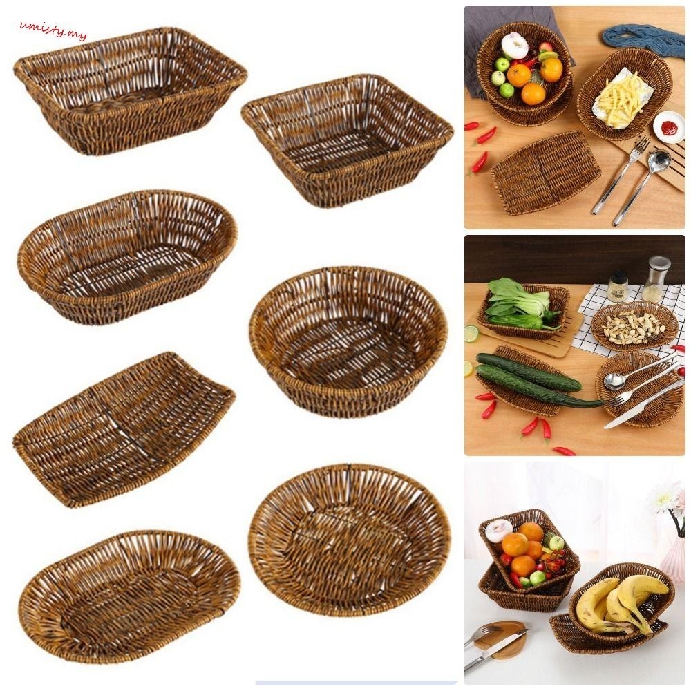 UMISTY 1Pcs Handwoven Rattan Basket, Breakfast Bread Food Fruit ...