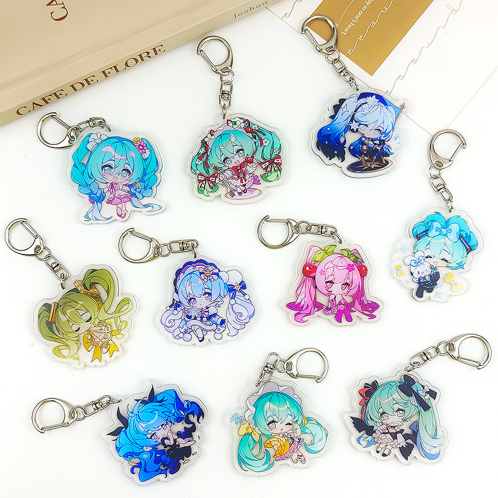 Sweet Acrylic Hatsune Miku Keychains Fashion Anime Character Figure ...