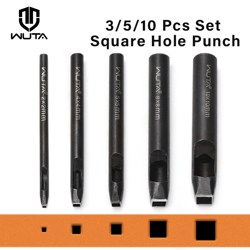 WUTA 3-10 Pcs Square Hole Punch Tool Set Leather Puncher Oblong ...
