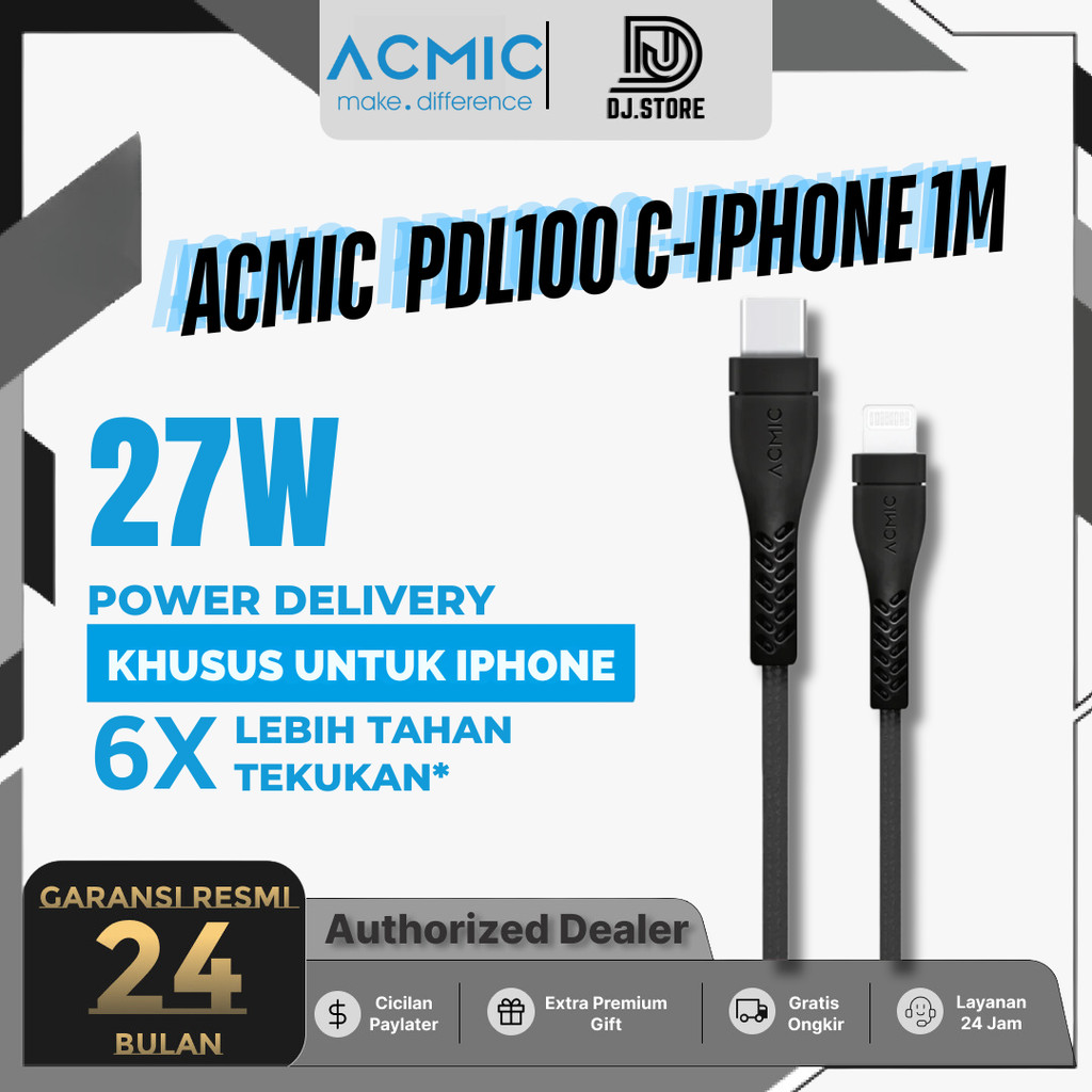Acmic PDL100 USB Type C to Lightning Cable PD Fast Charging iPhone 1M ...