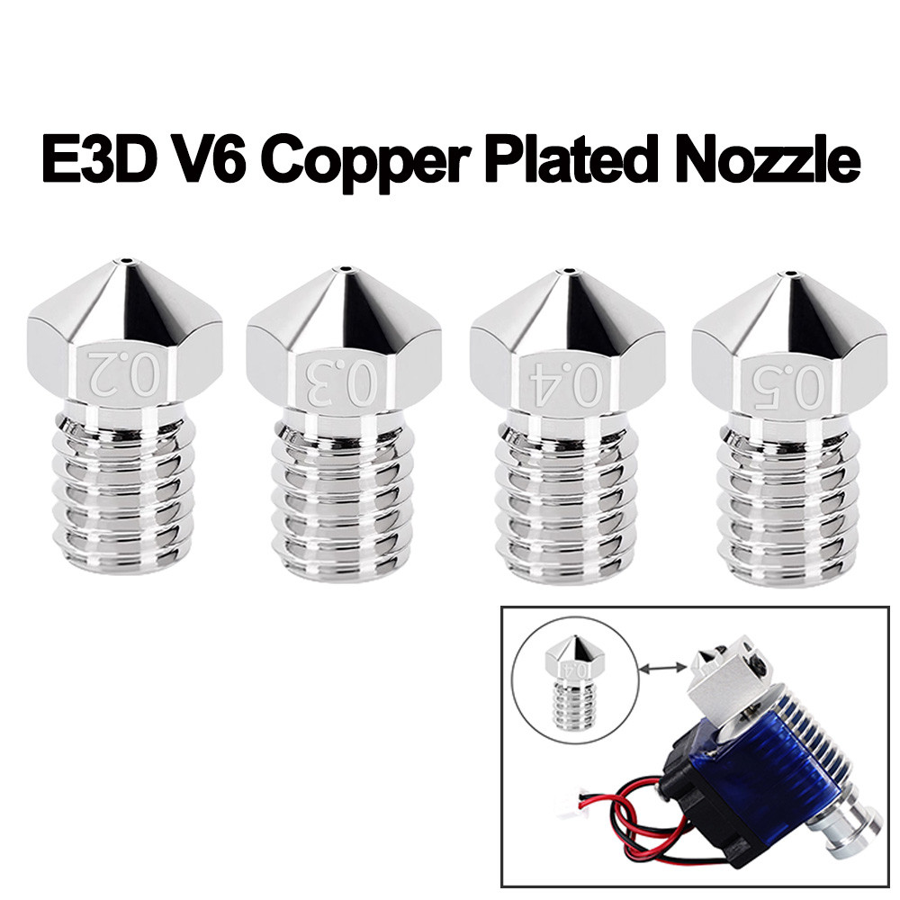 E3D V6 Copper Plated Nozzle All Metal M6 Threaded 3D Nozzle For Red ...