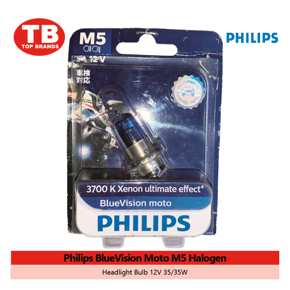 Philips BlueVision Moto Halogen - Headlight Bulb 12V 35/35W M5 | Shopee ...