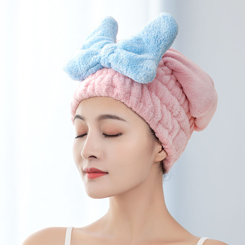 [SSPS] Coral Velvet Hair Drying Towels Super Absorbent Turban Hair ...