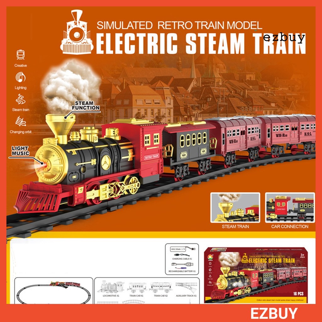 [ezbuy] Christmas Train Set Electric Train Toys with Sound Light Easy ...