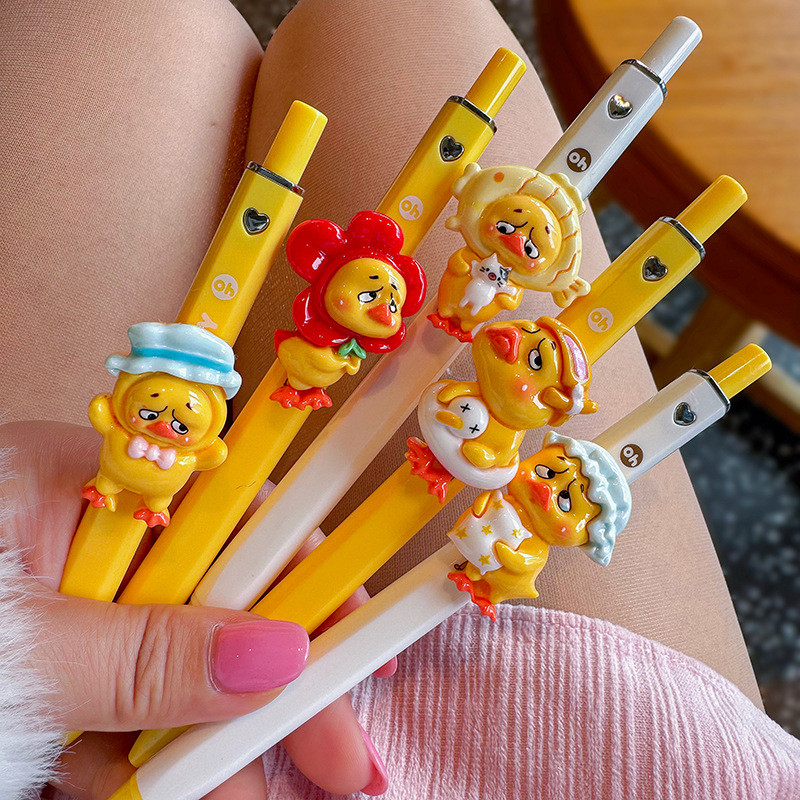 Cute Cartoon Ballpoint Pen Small Yellow Duck Student Gel Pen | Shopee ...