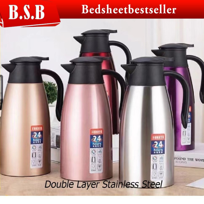 B.S.B 2000ML Thermos Flask 2L Vacuum Double Layer Stainless Steel Jug 304 Hot Cold Tahan Lama ...