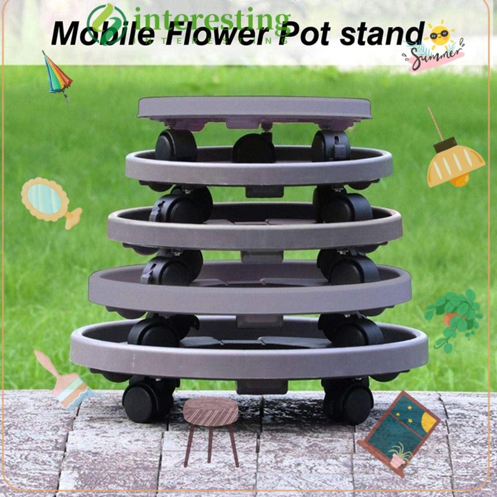 INTERESTING Flower Pot Wheels, Round Movable Flower Pot Stand, Rolling ...