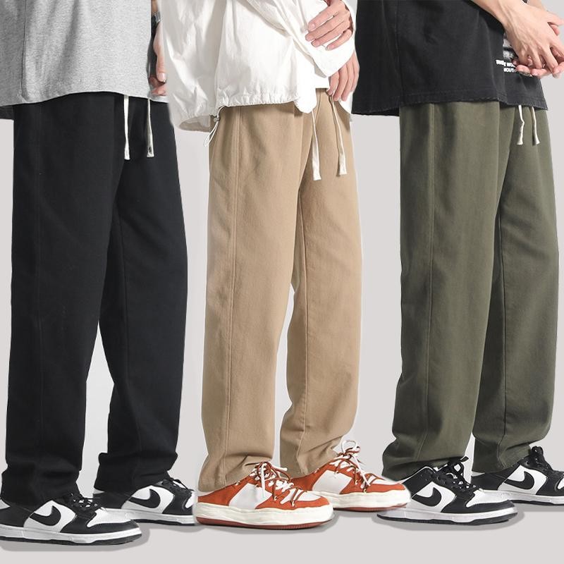 [M-5XL]Korean Style slacks for men Pure Cotton Loose Trousers Plus Size ...