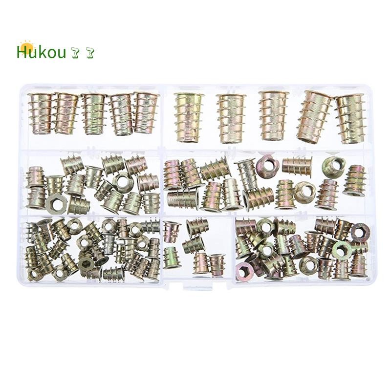 100 Pcs Threaded Hex Socket Drive Insert Nut Connector Furniture Screw ...
