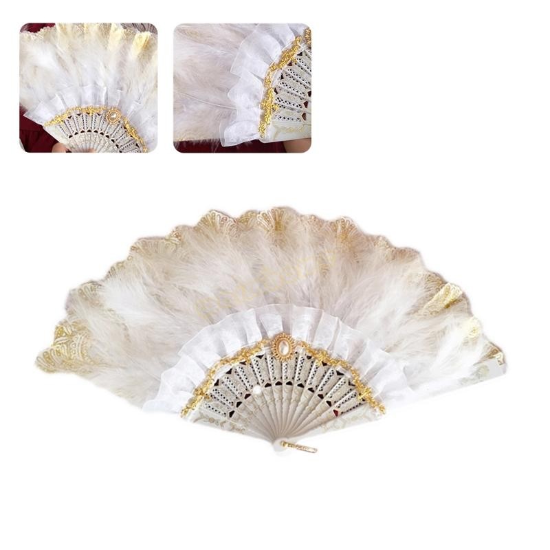 ACG Lolita Feather Fan Hand Held Ladies Burlesque Fancy Dress Costume ...