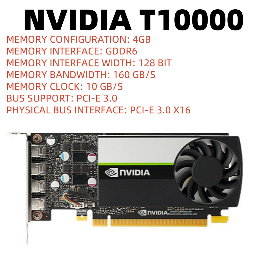 Nvidia T1000 4GB GDDR6 4x Mini DisplayPort DP PCIe 3.0 x16 GPU Graphics ...
