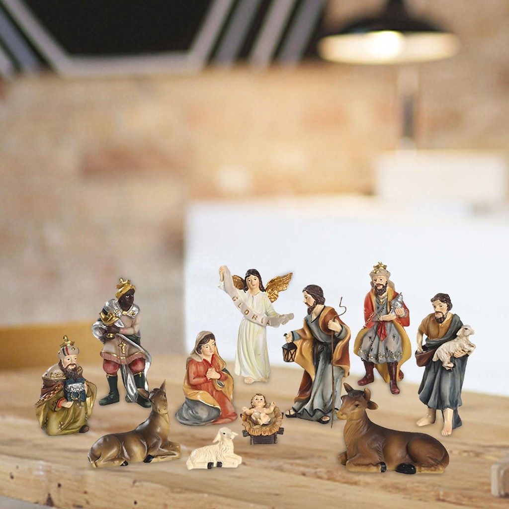 11-Piece Miniature Nativity Scene Figures Set Hand-Painted Sculpted ...