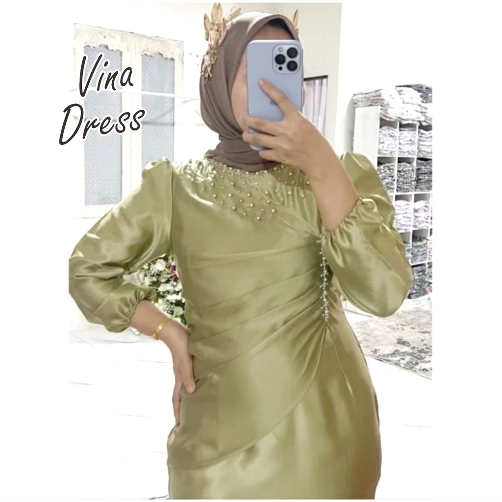 New VINA DRESS SATIN SILK | Bridesmaid DRESS VIRAL Party Robe SLIM FIT ...