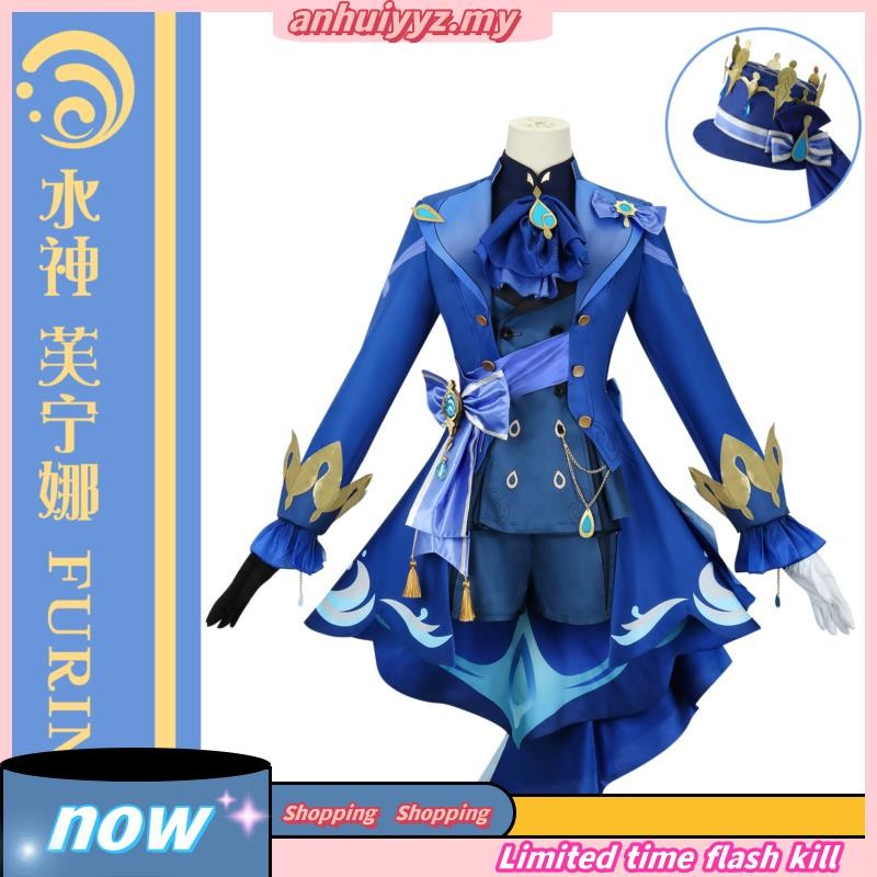 Anime Game Genshin Impact Black Furina Cosplay Focalors Hat Hair Full ...