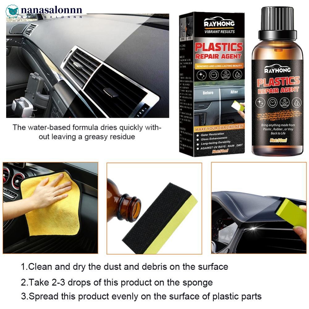 NANASALONNN 50ML Car Plastic Coating Restorer Back To Black Gloss Auto ...