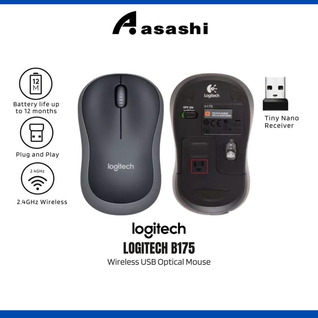 Logitech B175 Black Wireless USB Optical Mouse (910-002635) (Must Buy ...