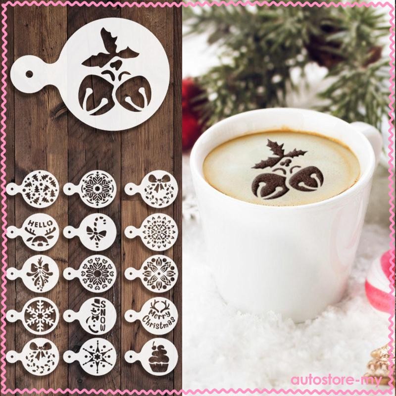 [AutostoreMY] 16x Christmas Cake Stencil Templates Decoration Coffee ...