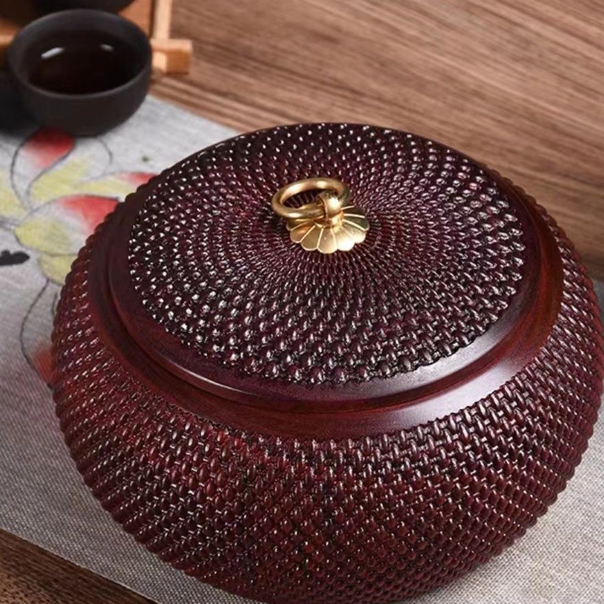 African Small Leaf Red Sandalwood Tea Caddy Wooden Storage Tea Caddy ...