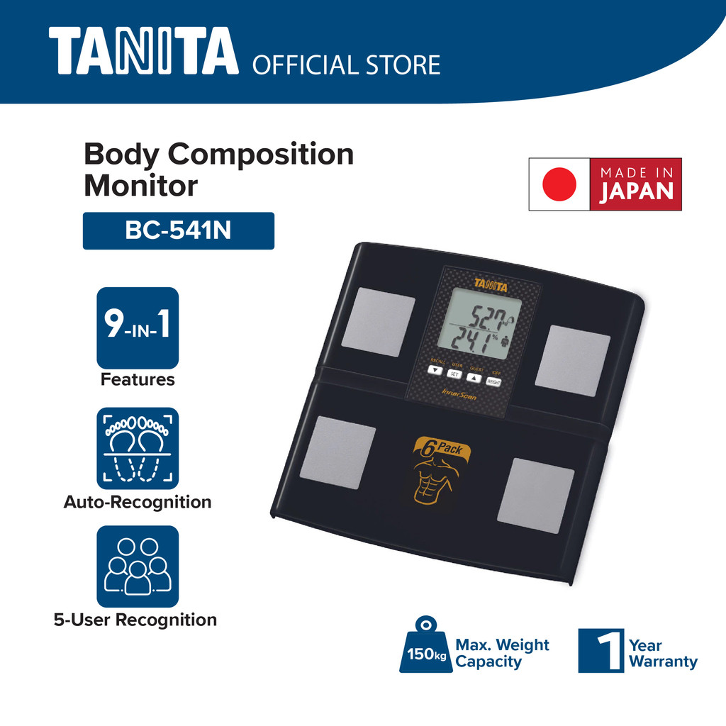 Tanita Official Store BC-541N Monitor Mesin Komposisi Badan yang Ringan ...