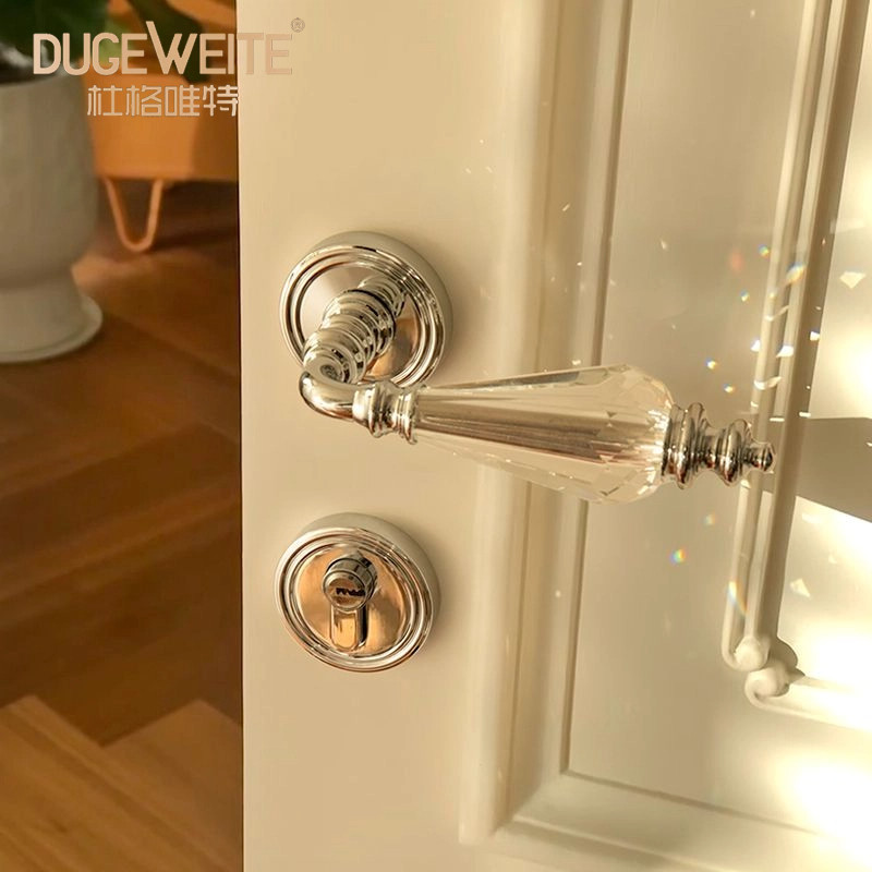 [Ready Stock] French Silver Golden Door Lock Indoor Room Split Crystal ...