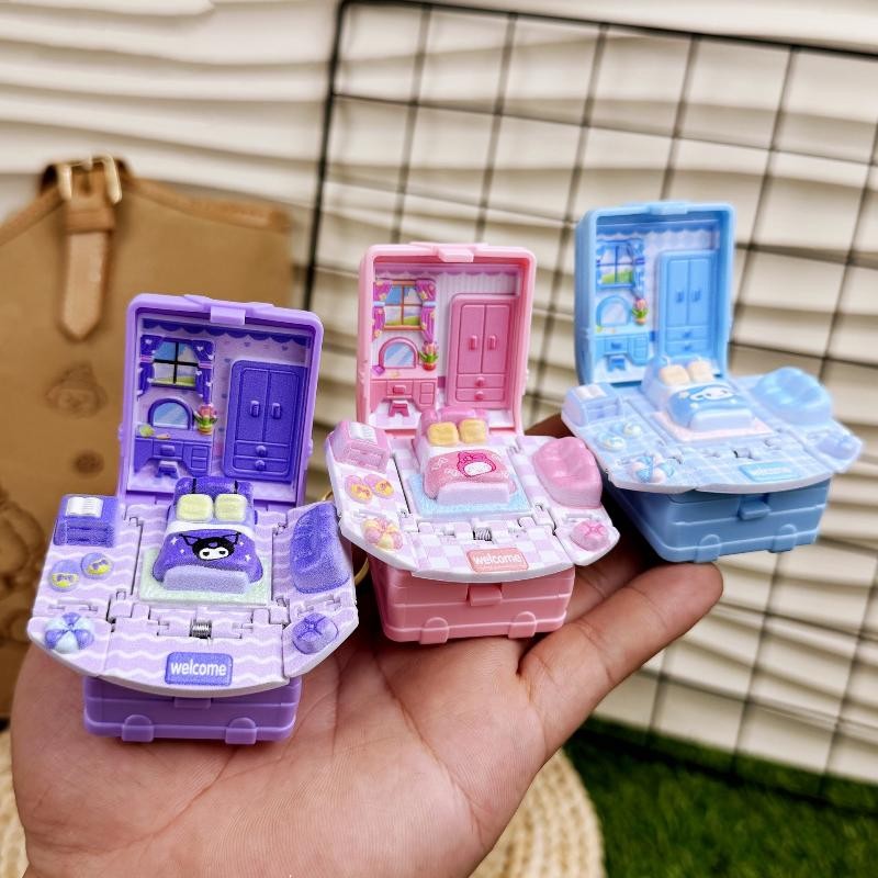 AY Cute Cartoon 3D Folding Popup Keychain School-Theme Miniature ...