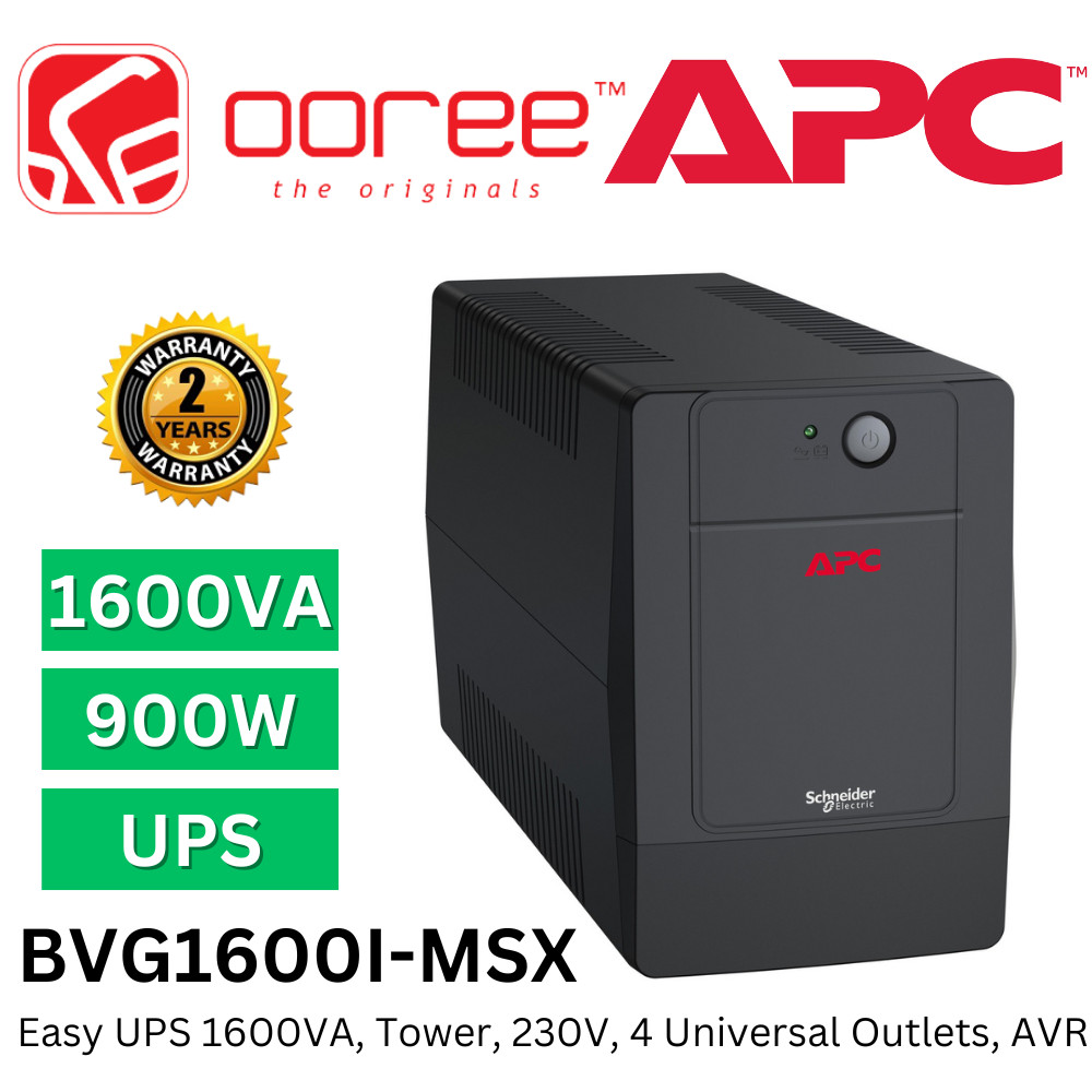 APC BVG1600I-MSX EASY UPS 1600VA / 900W, TOWER, 230V, 4 UNIVERSAL ...