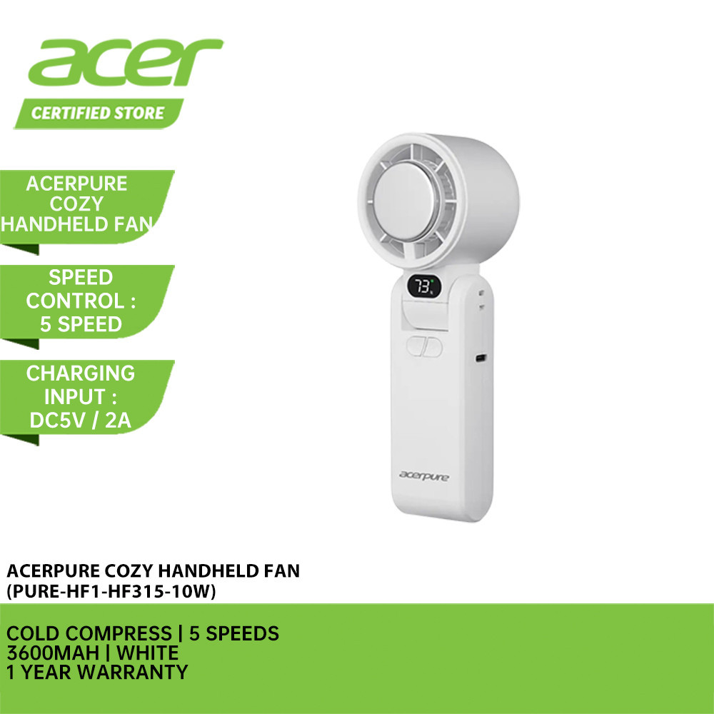 ACER Acerpure Cozy HF1 HF315 10W Handheld Fan - Cool Compress/5 Speed ...