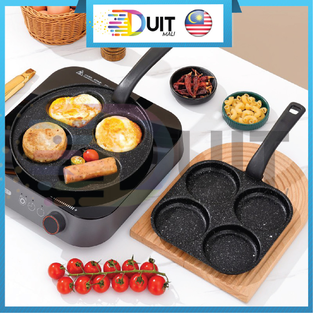 DM Square Pan 4 Grid Fried Egg Non Stick Frying Pan Pancake Maker ...