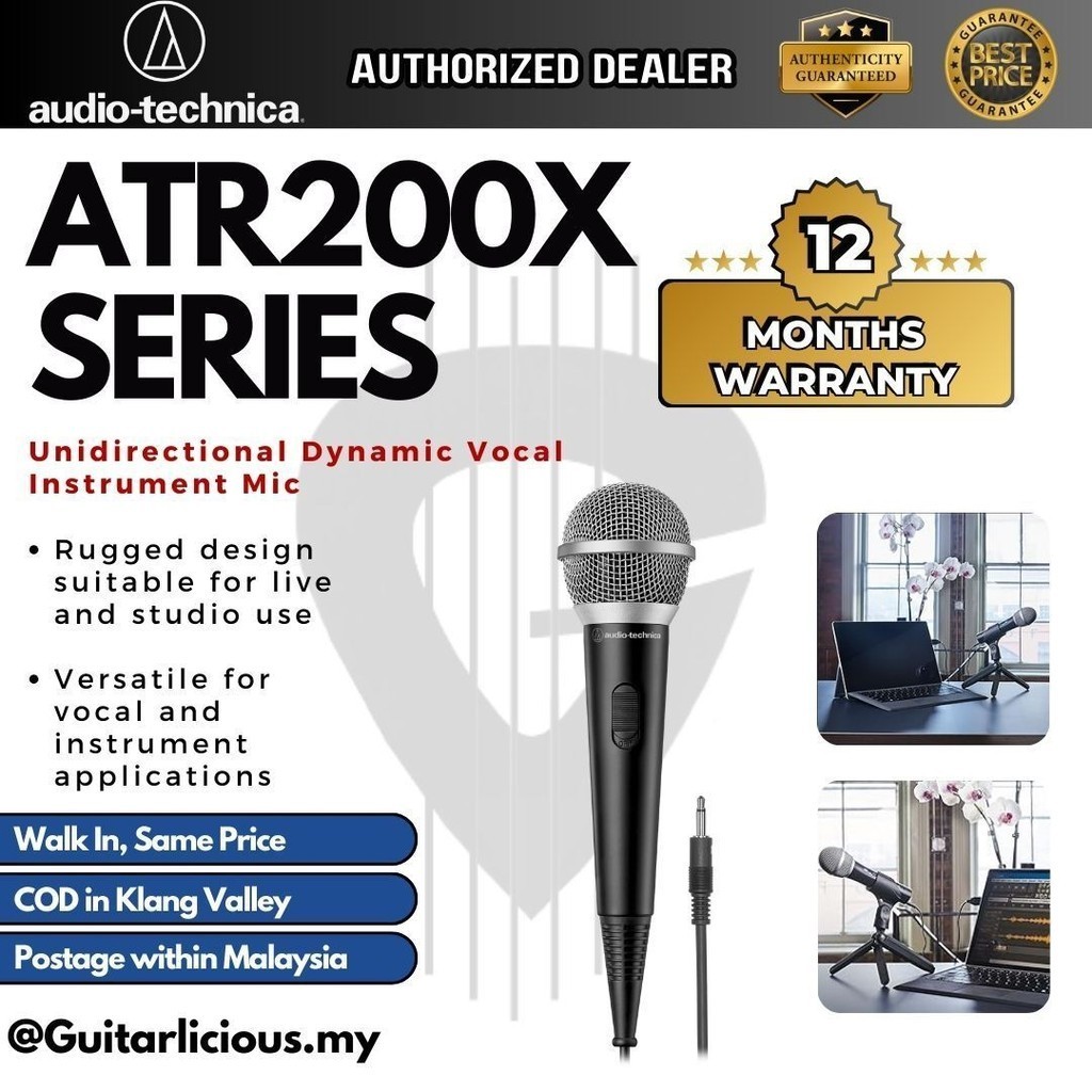 Audio Technica ATR1200X Series Unidirectional Dynamic Vocal Instrument ...
