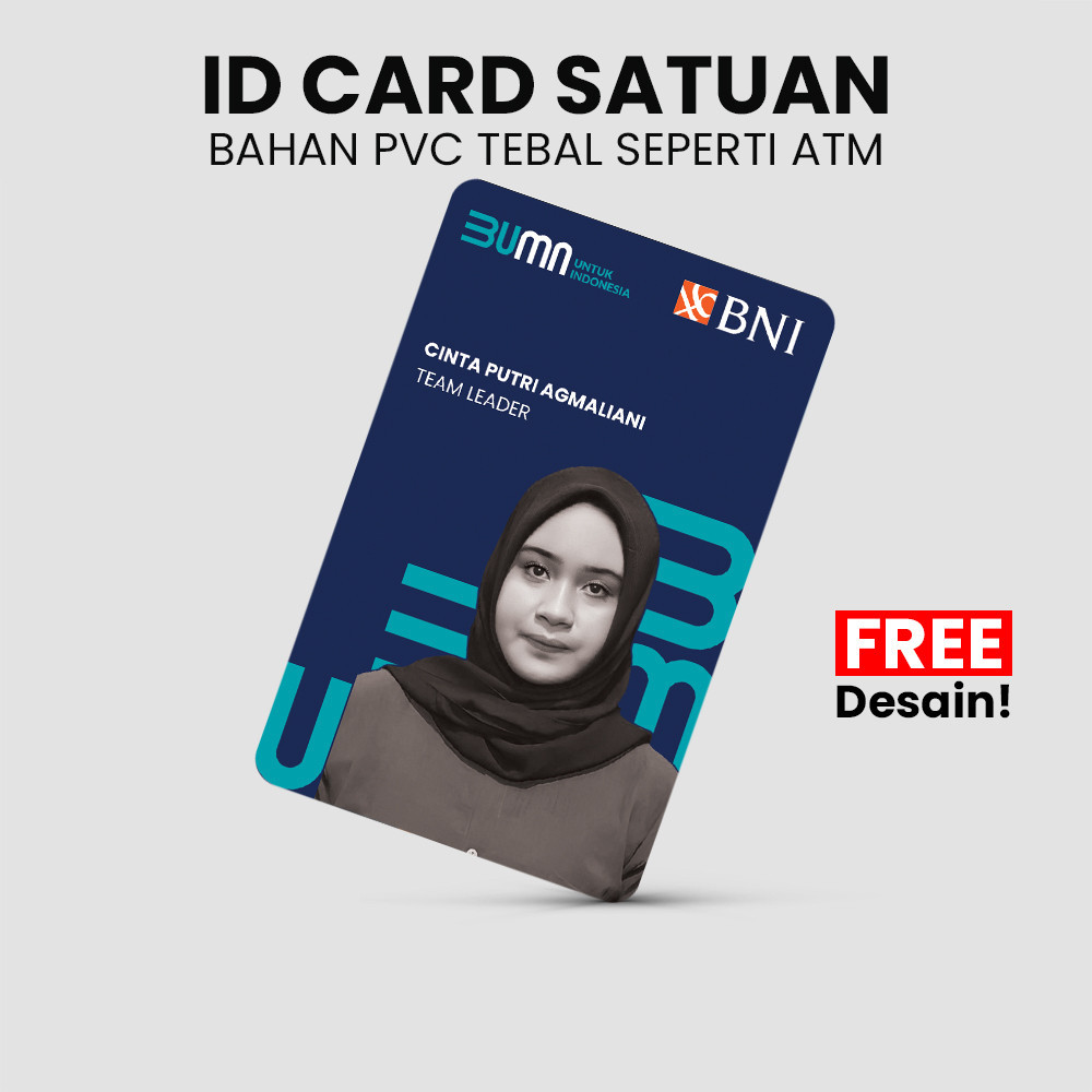 MINIMAL Bumn ID CARD CUSTOM THICK PVC 2 SIDES RETURNABLE / PRINT NAME ...