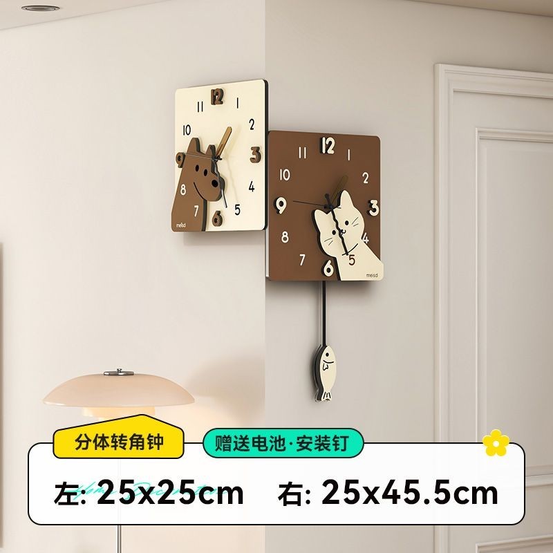 2024 Creative Corner Clock Double-Sided Sun Corner Wall Clock Living ...