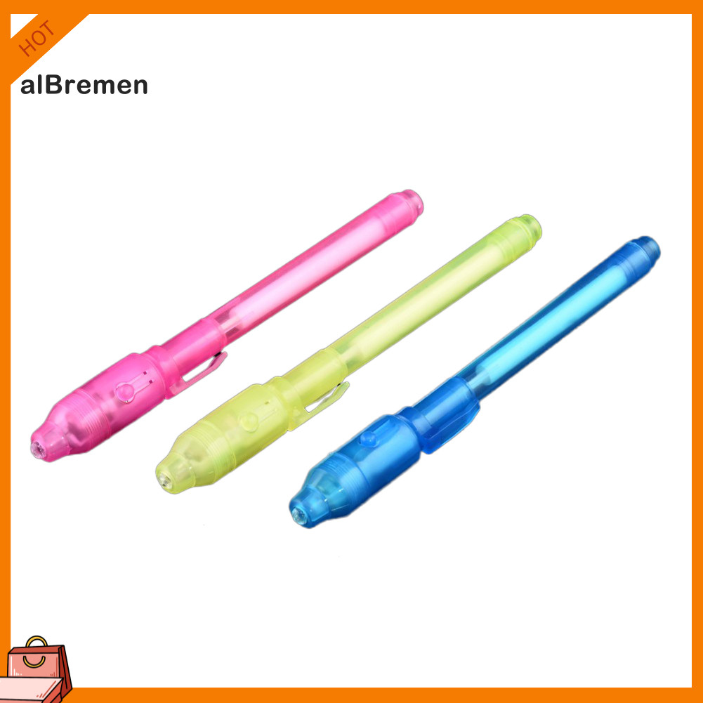 (New) 3Pcs UV Light Secret Message Invisible Ink Pen Counterfeit Money ...