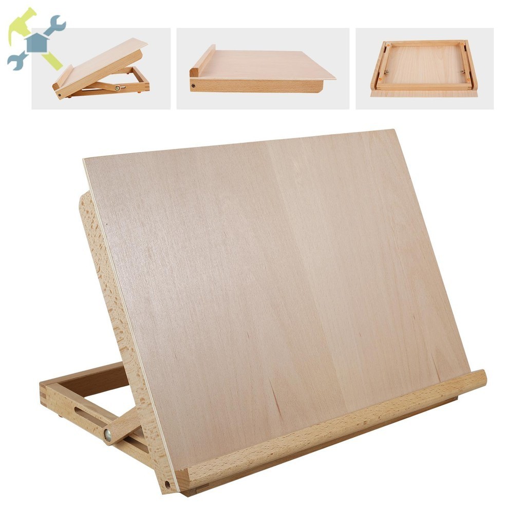 Large Drawing Board Easel Solid Beech Wood Tabletop Painting Easel with ...