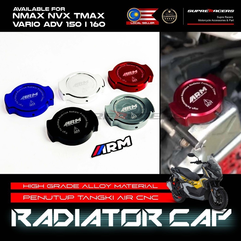 Radiator Cap Cover CNC / Penutup Tangki Air CNC NVX V1 V2 Nmax Vario ...