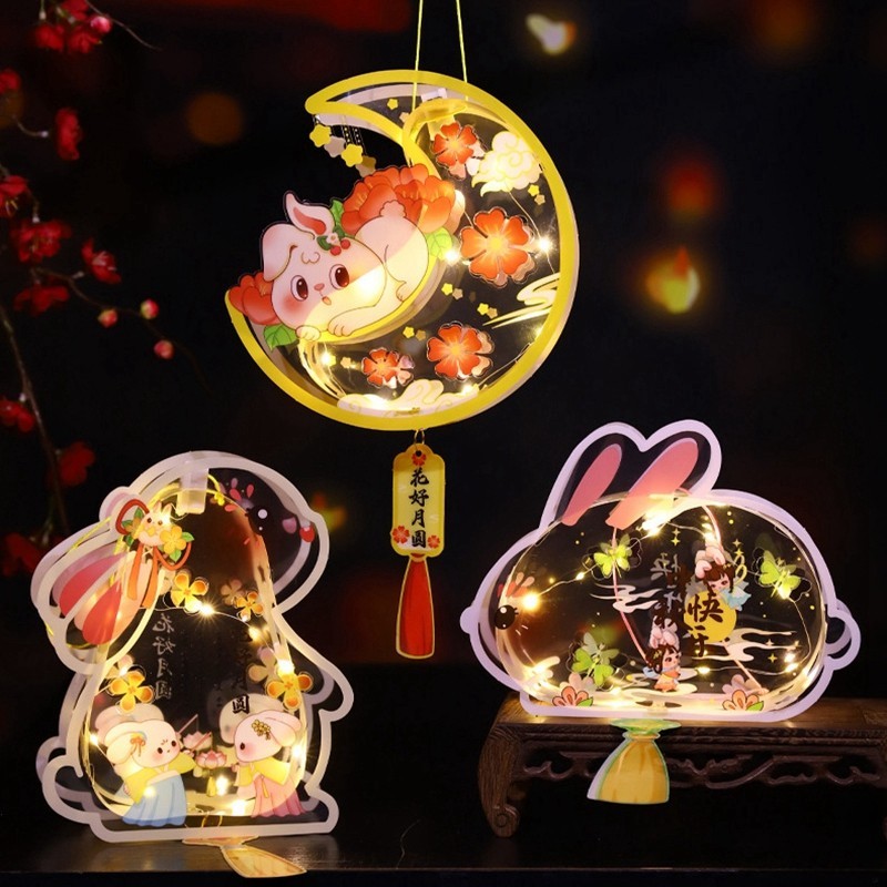 Mid-autumn Handheld DIY Material Package Cute Rabbit Lantern Moon ...