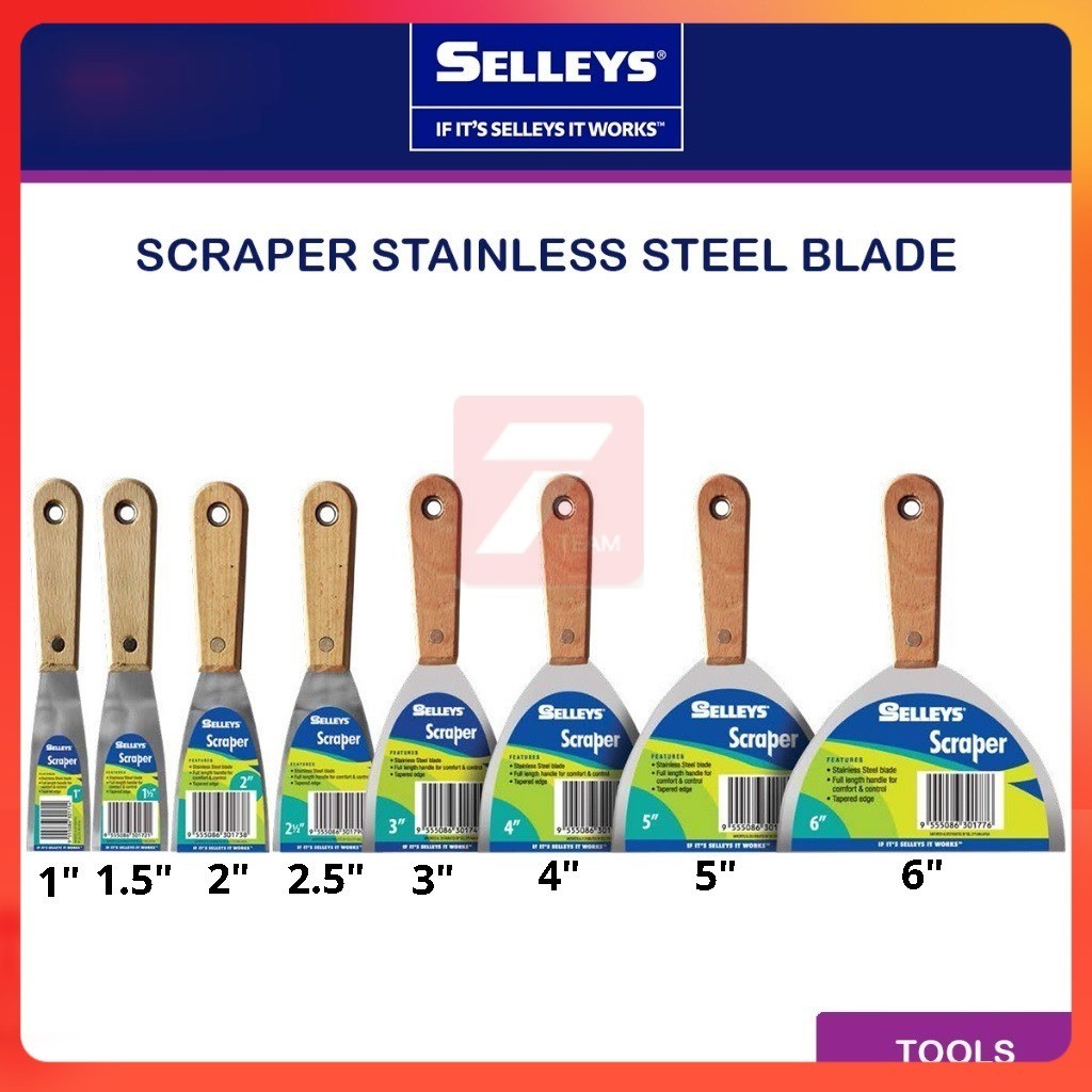 Selleys Stainless Steel Scraper Skrap Besi l Wood Handle Paint Floor ...