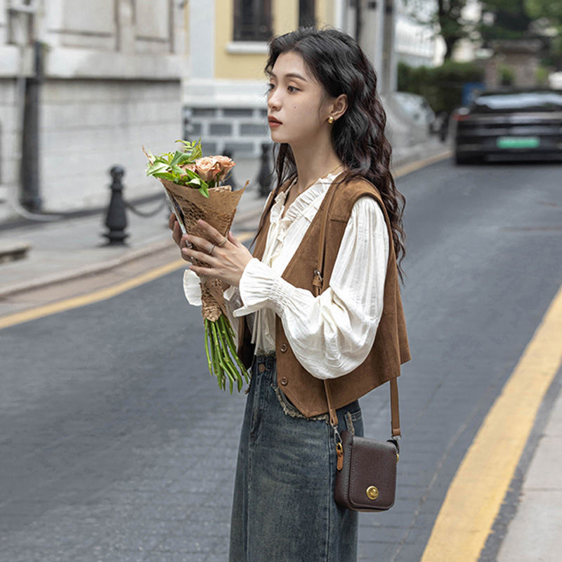 2024 gaya baru rompi retro wanita musim bunga dan musim gugur gaya baru ...