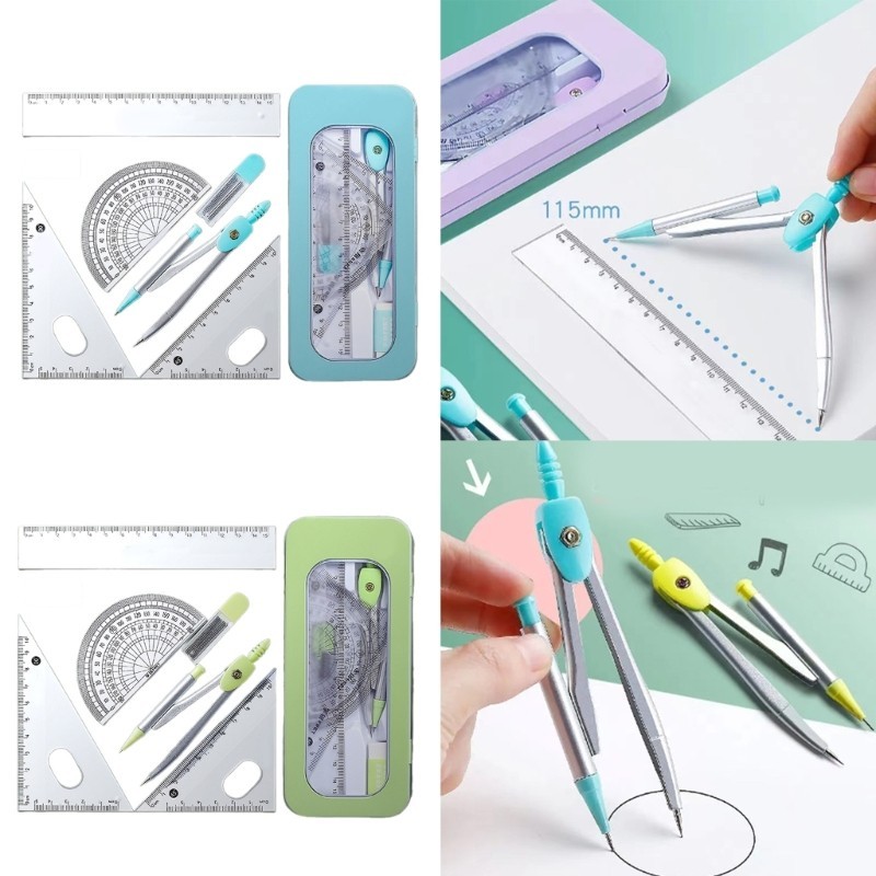 SA 7Pcs Professional Mathematical Geometry Tool Set Student Geometry ...