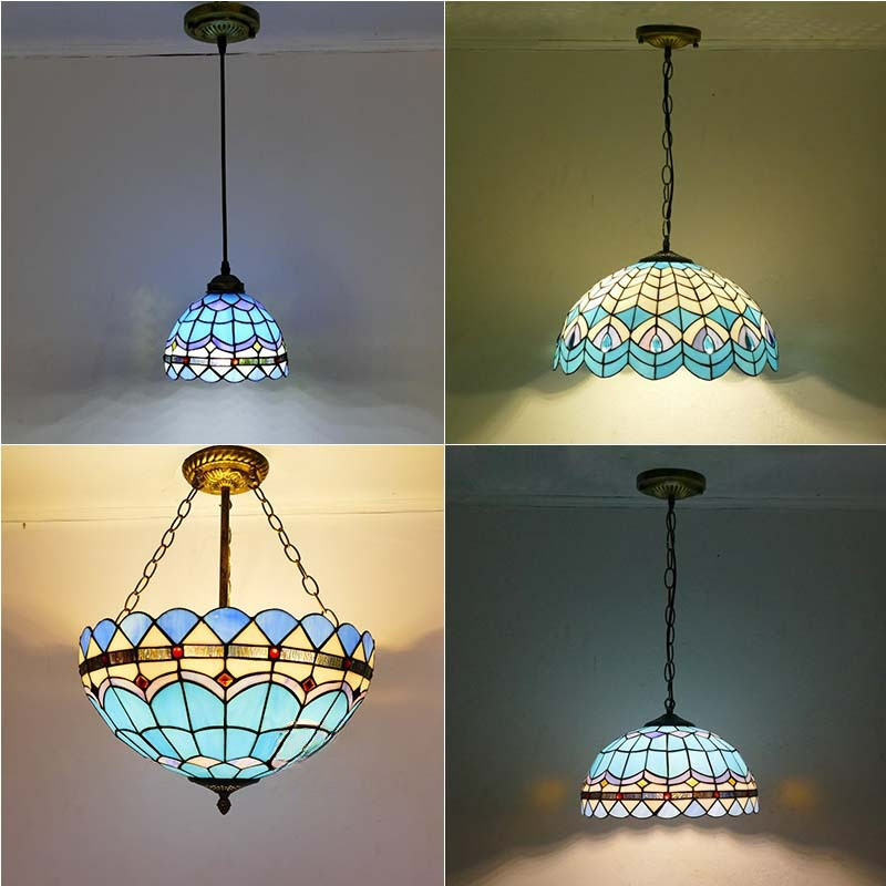 Mediterranean Pendant Light Colored Glass Ceiling Light Restaurant ...