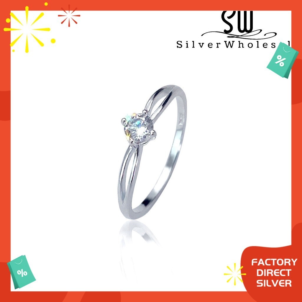 Factory Direct #RH261 Sterling Silver 925 Solitaire Cubic Zirconia ...