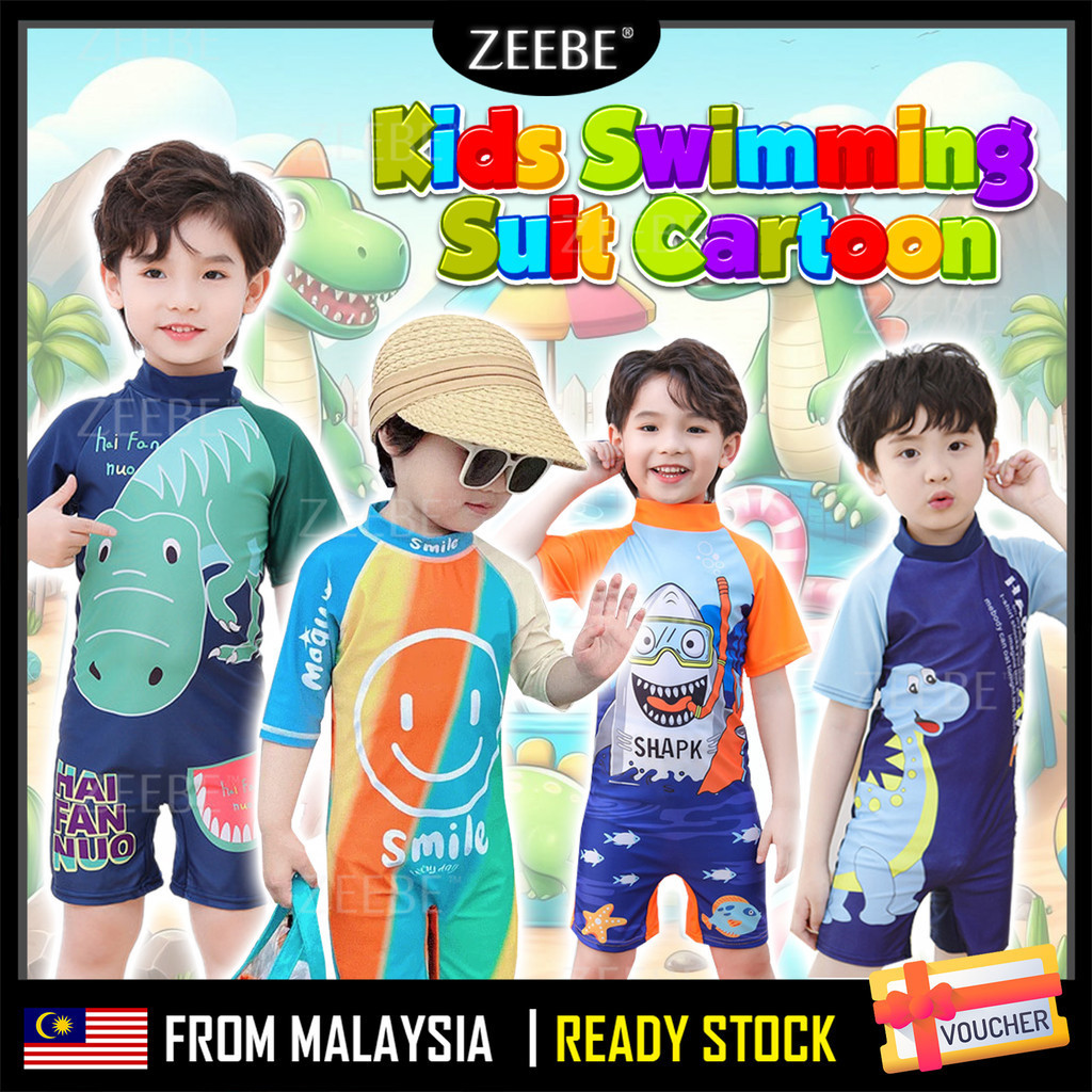 ZEEBE Swimming Suit Kid Boy Baju Renang Budak Lelaki Cartoon Cute Quick ...