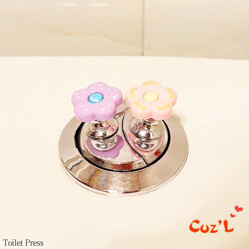 Cartoon Flower Toilet Press Creative Bathroom Flush Switch Auxiliary ...
