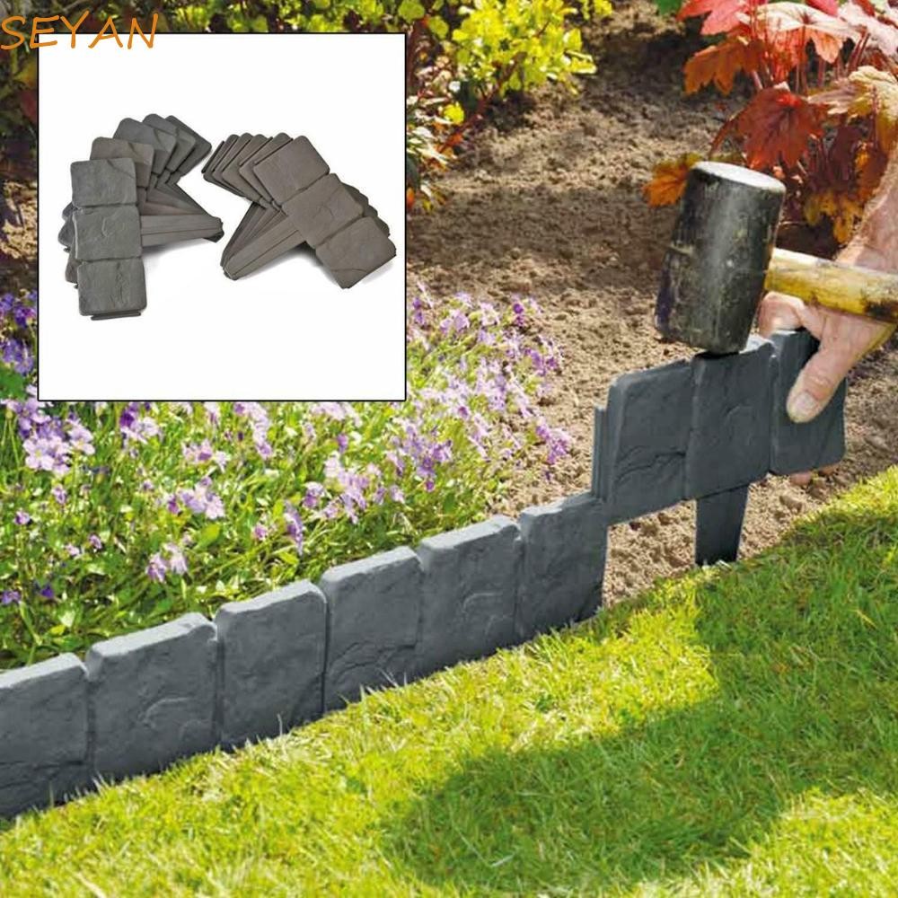 SEYAN Plant Border Pathway Fence Stone Effect Plastic Flower Bed ...