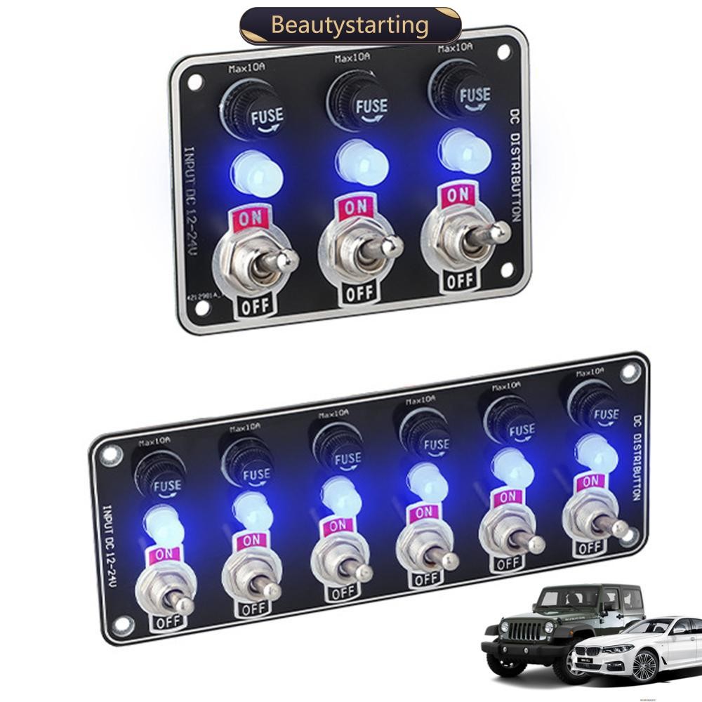 BEAUTYSTARTING Car 3/6 Gang Rocker Switches Panel 12V/24V Replaceable ...