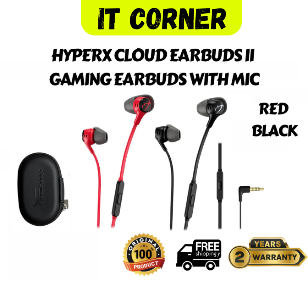 HYPERX CLOUD EARBUDS II GAMING EARBUDS WITH MIC (RED / BLACK) | Shopee ...