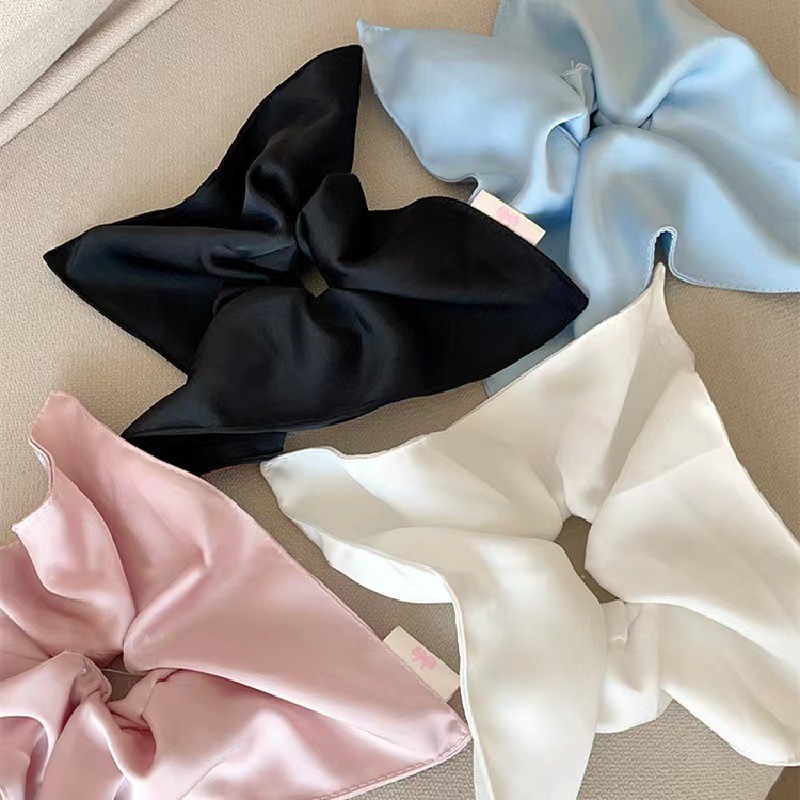 New solid color square scarf large intestine hair tie female internet ...