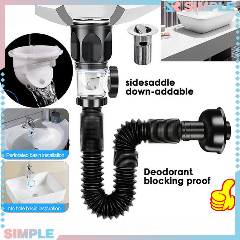 Universal Sink Drain Pipe horizontal and vertical dualuse washbasin ...